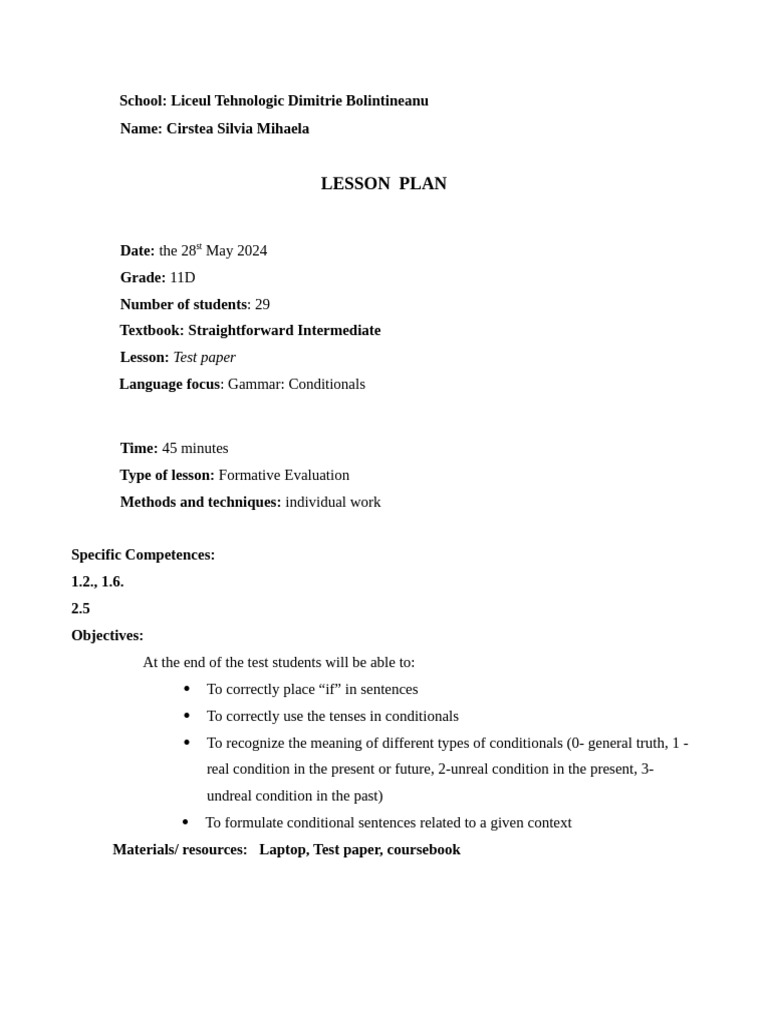 Lesson Plan Assessment 11D | PDF