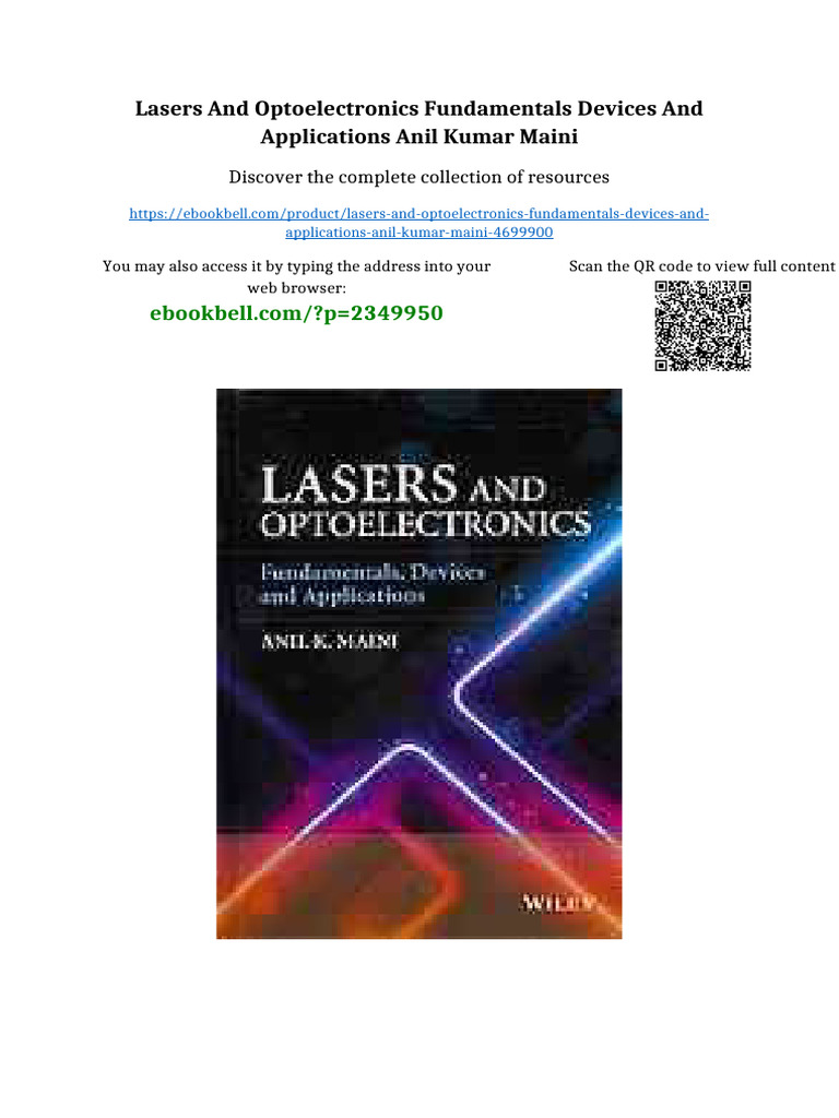 Lasers and Optoelectronics Fundamentals Devices and Applications Anil ...