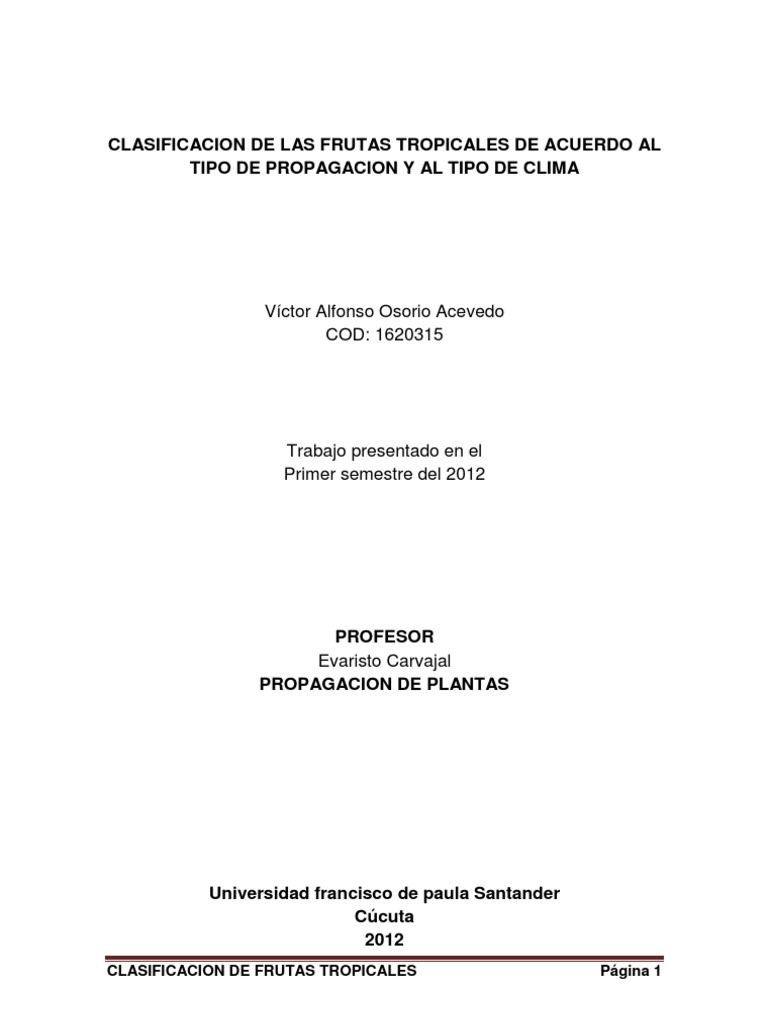 Clasificación de Frutas Tropicales por Propagación | PDF | Pomelo ...