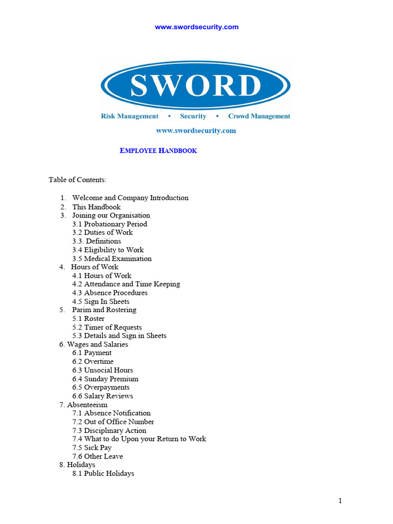 Employee Handbook 2025 | PDF | Substance Abuse | Occupational Safety ...