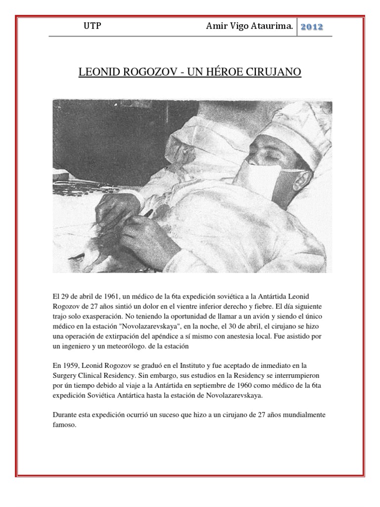 Leonid Rogozov: Cirujano en la Antártida | PDF | Medicina ...