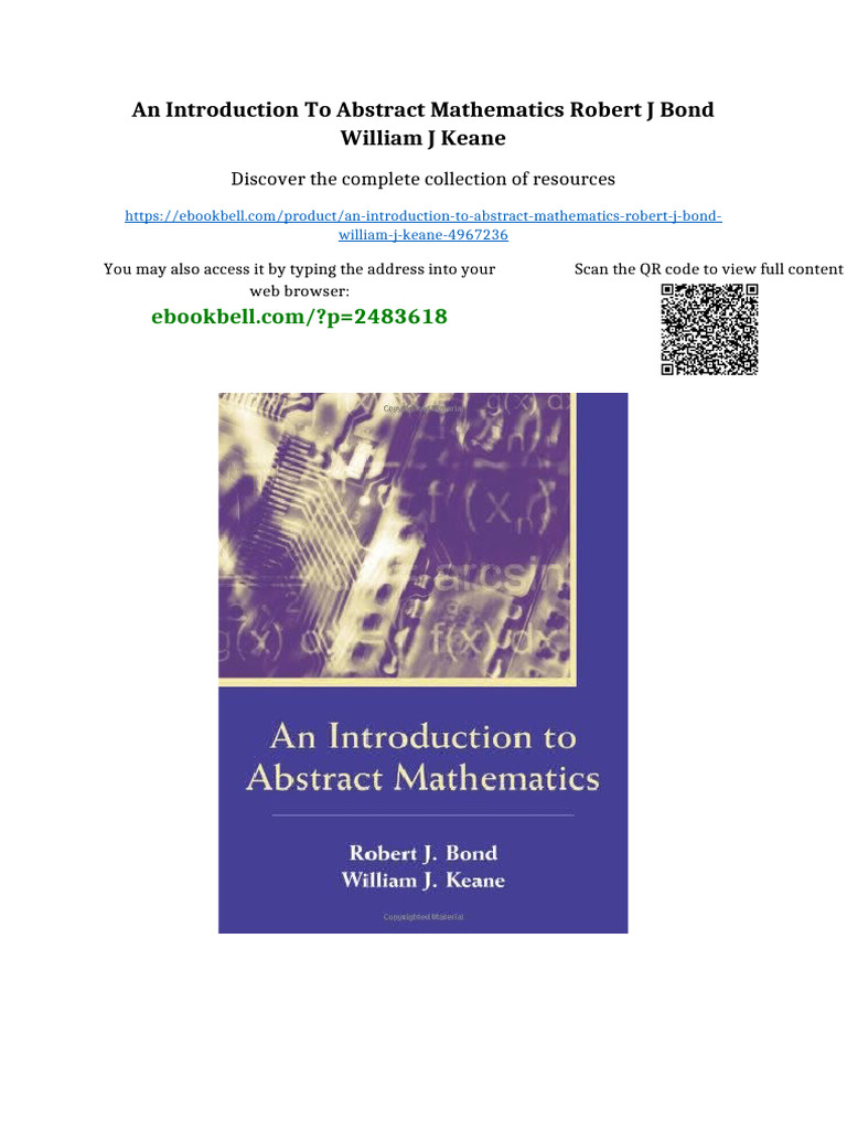 An Introduction To Abstract Mathematics Robert J Bond William J Keane ...