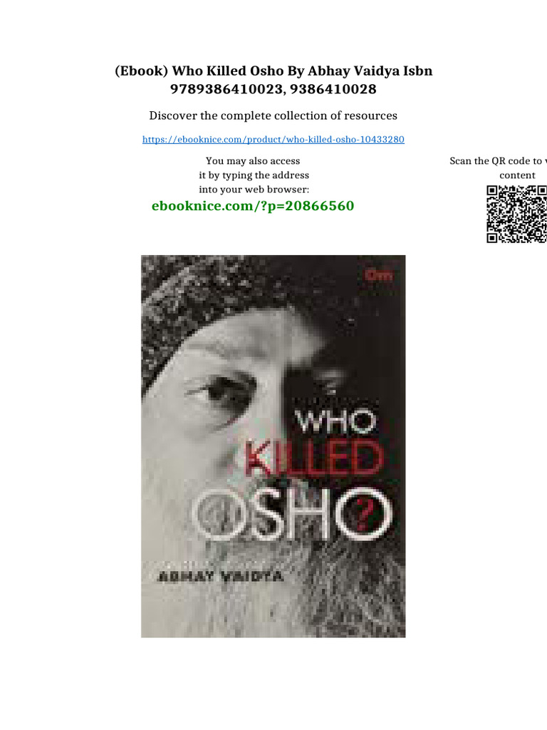 (Ebook) Who Killed Osho by Abhay Vaidya ISBN 9789386410023, 9386410028 ...