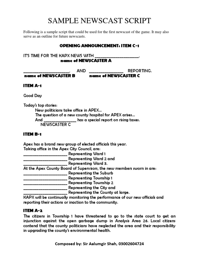Sample Newscast Script | PDF | Transport | Business
