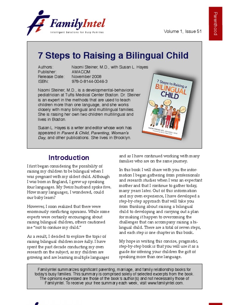 Seven Steps To Raising A Bilingual Child | PDF | Multilingualism ...