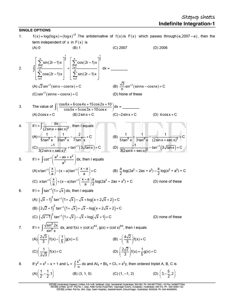 Indefinite Integration | PDF | Algebra | Mathematical Objects