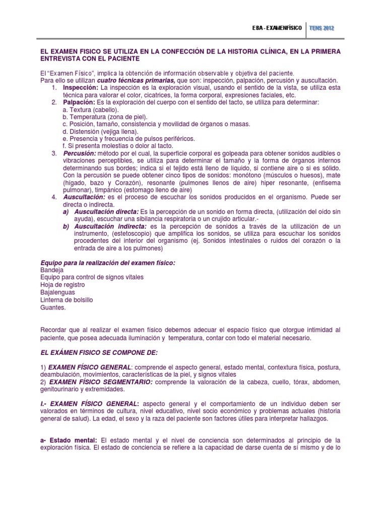 El Examen Fisico Completo