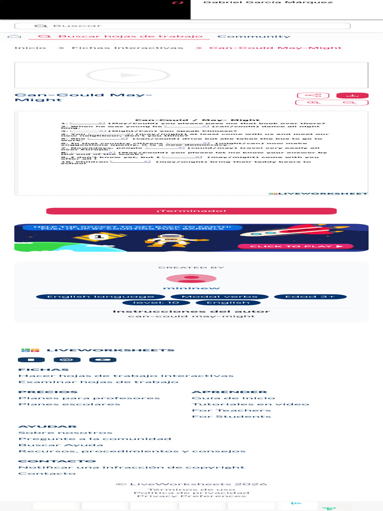 Can-Could May-M Free Interactive Worksheets 1635718 | PDF