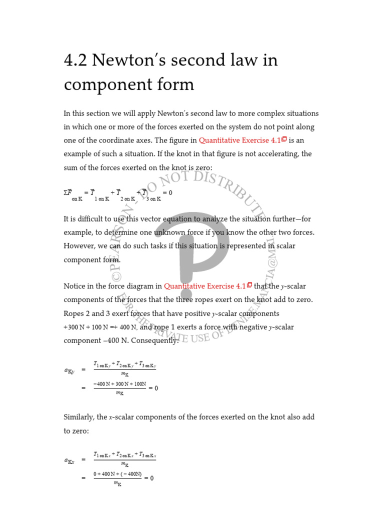 4.2_ Newton’s Second Law in Component Form | PDF | Force | Newton's ...