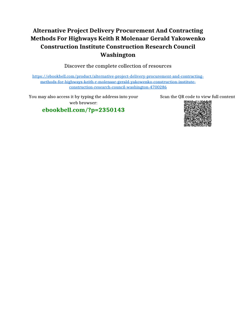 Alternative Project Delivery Procurement And Contracting Methods For ...