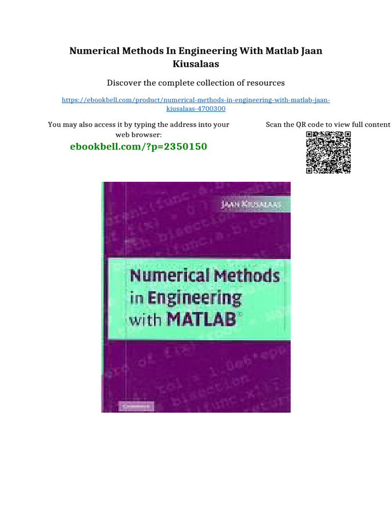 Numerical Methods In Engineering With Matlab Jaan Kiusalaas pdf ...