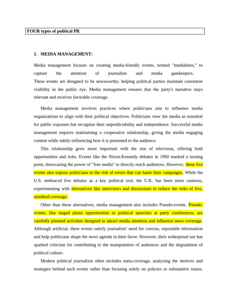 FOUR Types of Political PR | PDF | Public Opinion | News