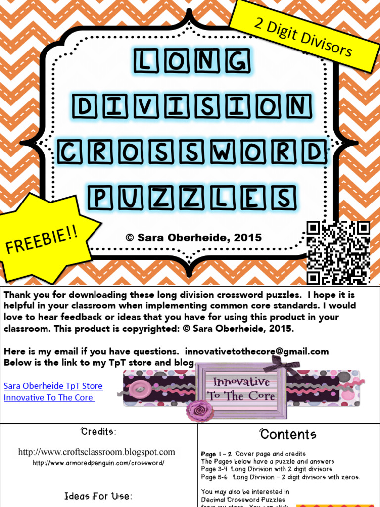 FREELongDivisionCrosswordPuzzles-1 | PDF | Elementary Mathematics ...