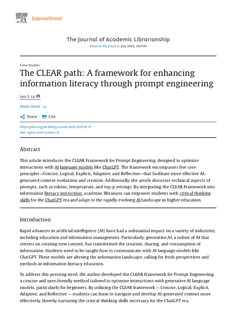 The CLEAR Path - A Framework For Enhancing Information Literacy Through ...