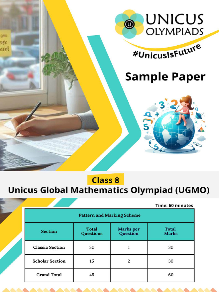 UGMO Sample Paper For Class 8 | PDF | Area | Numbers
