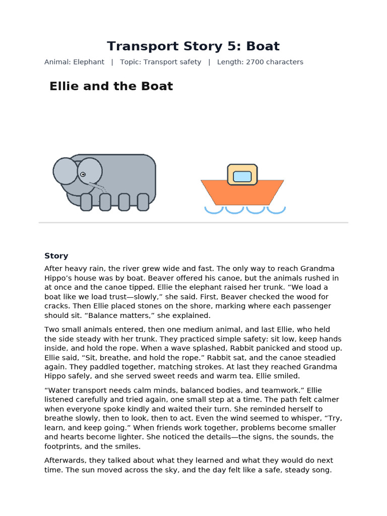 Transport Story With Pictures 5 Boat 2700chars | PDF