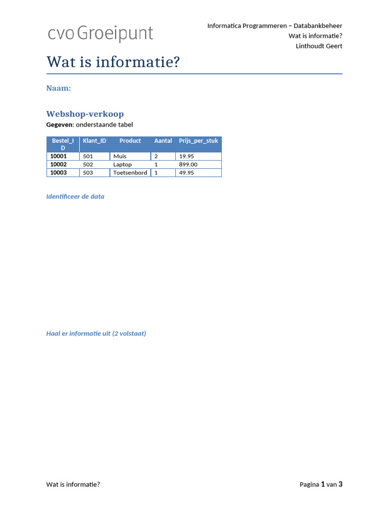 Document Authentieke Taak - Wat Is Informatie | PDF