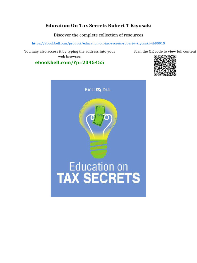 Education On Tax Secrets Robert T Kiyosaki Full Digital Chapters | PDF ...