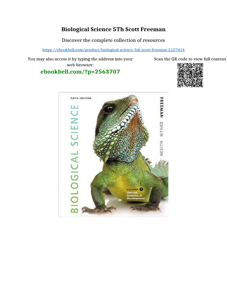 Biological Science 5th Scott Freeman Available Any Format | PDF ...
