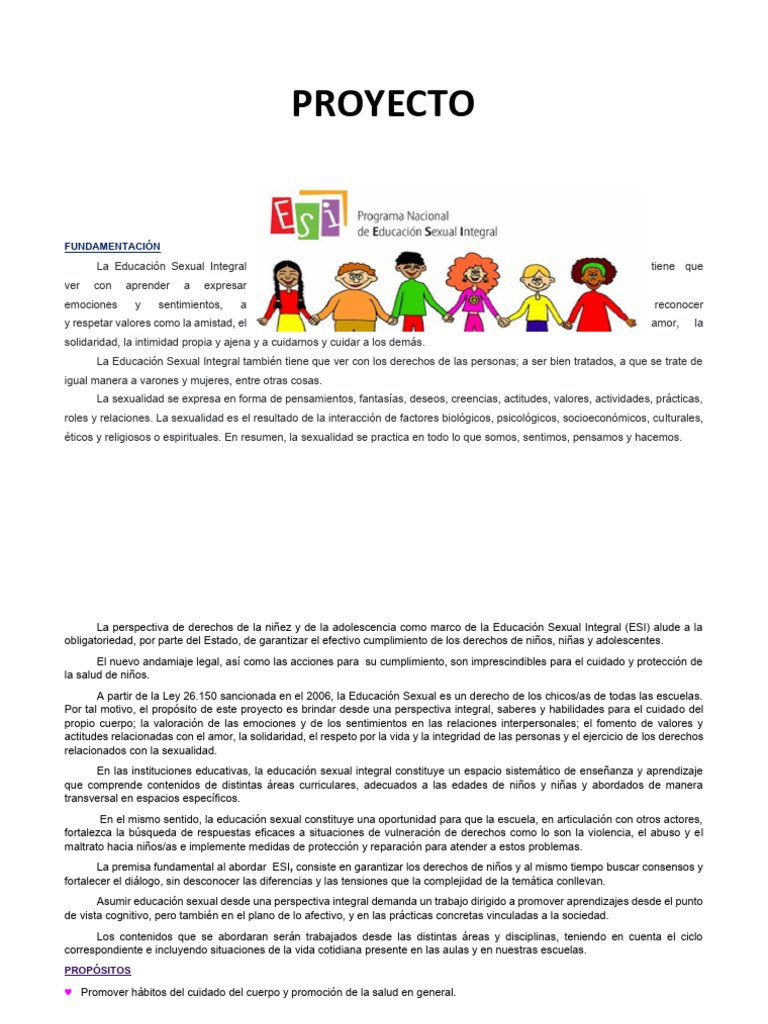 Esi Proyecto 2025 | PDF | Educación sexual | La sexualidad humana
