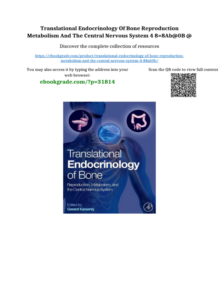Translational Endocrinology of Bone Reproduction Metabolism and the ...
