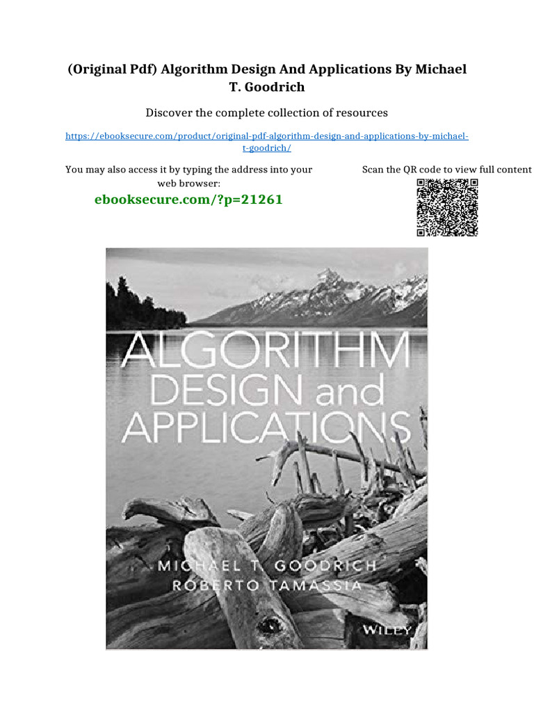 (Original PDF) Algorithm Design and Applications by Michael T. Goodrich ...