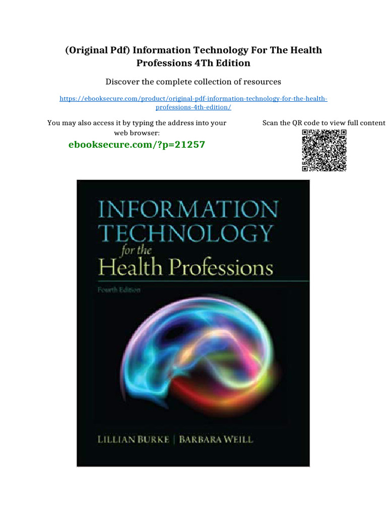 (Original PDF) Information Technology For The Health Professions 4th ...
