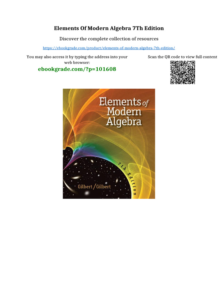 Elements of Modern Algebra 7th Edition Available Full Chapters | PDF