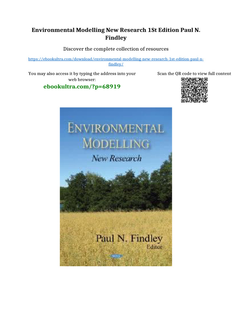 Environmental Modelling New Research 1st Edition Paul N. Findley Ready ...