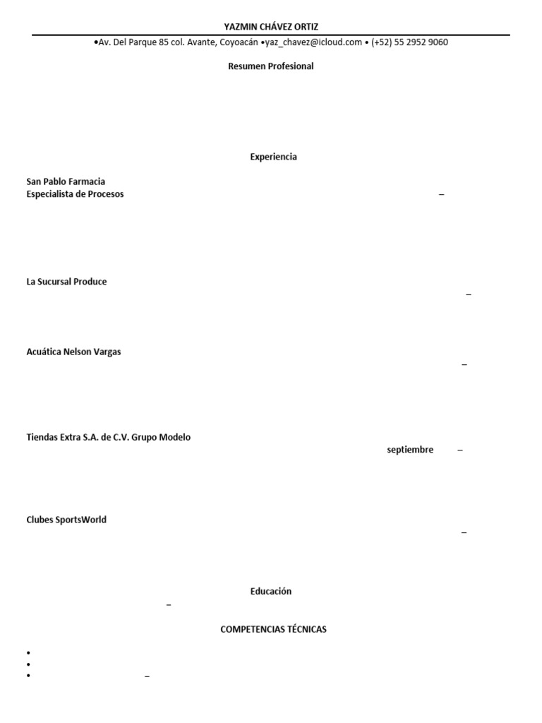 Yazmin Chávez - C.V.. | PDF | Procesos de negocio | Sistema de manejo ...