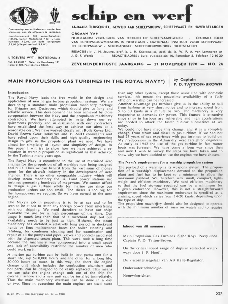 Main Gas Turbines in The Royal Navy | PDF | Engines | Energy Technology