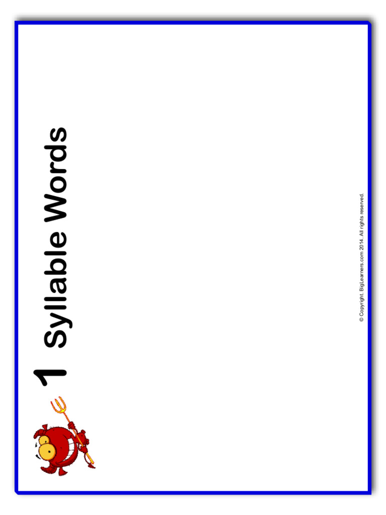 Syllable Mats Picture and Word Cards | PDF
