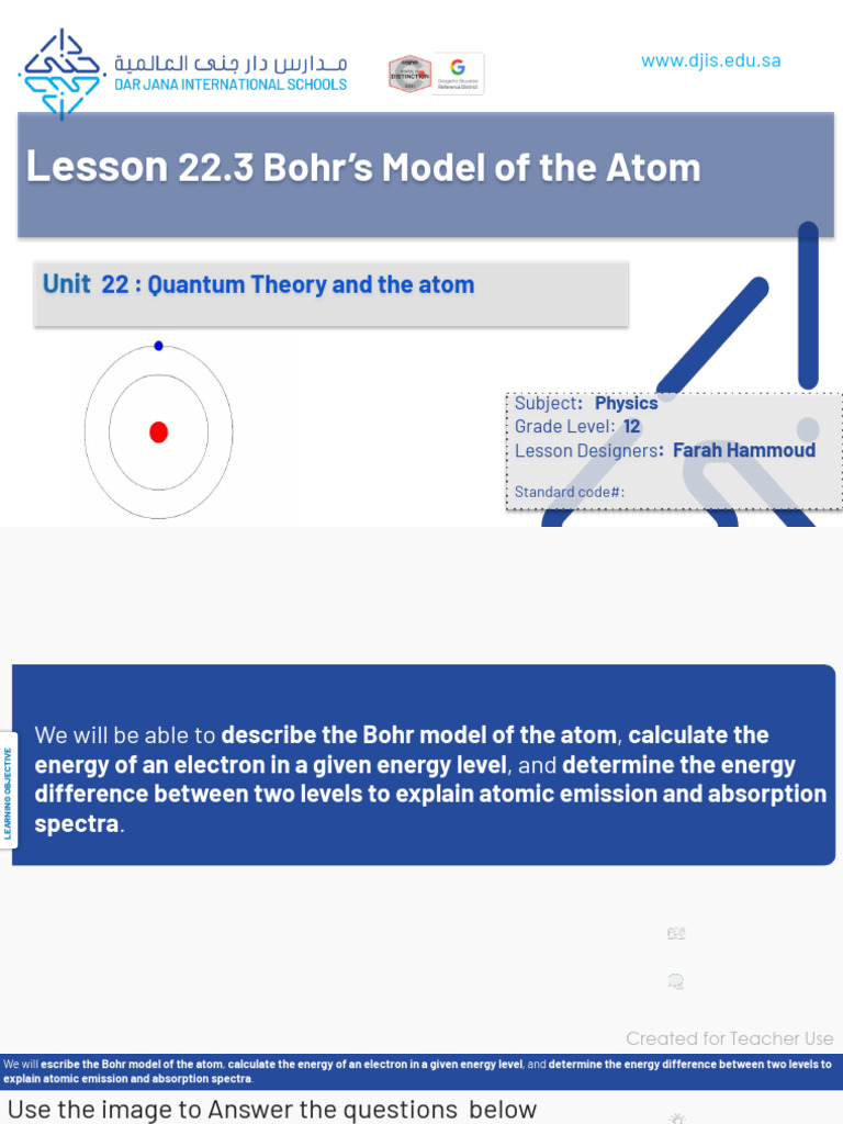 Gr 12 L22.3 _Bohr's Model of the Atom . | PDF | Emission Spectrum ...