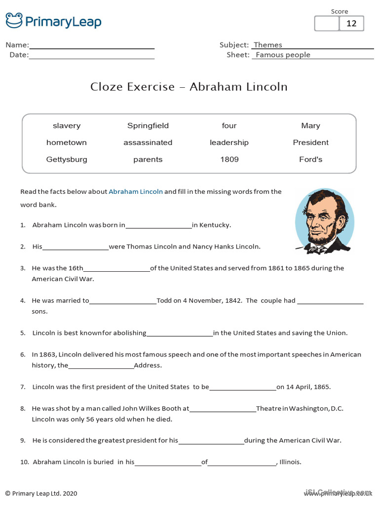 Worksheet - Abraham Lincoln | PDF