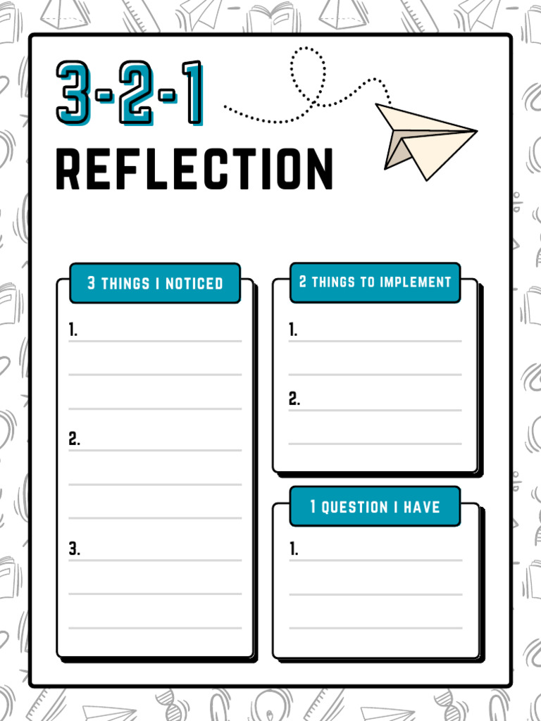 3-2-1 Learning Reflection Exit Ticket Worksheet | PDF