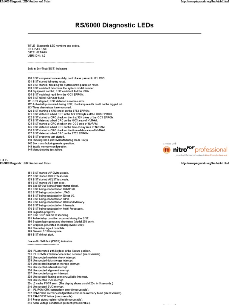 6000 Diagnostic LED Numbers and Codes | PDF | Flash Memory | Booting