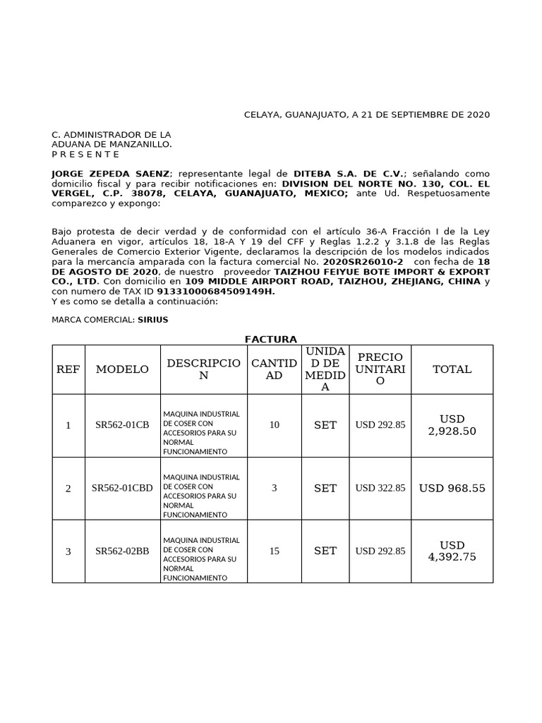 Carta 3.1.8 Diteba Sa 2020SR26010-2 Nuevo Formato | PDF | Políticas ...