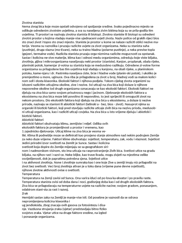 Zivotna Stanista | PDF