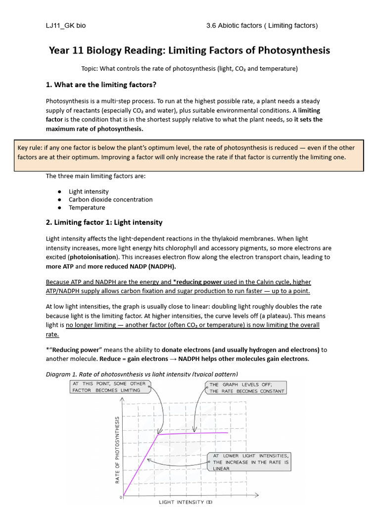 LJ11 Photosynthesis Limiting Factors. | PDF | Photosynthesis | Biochemistry