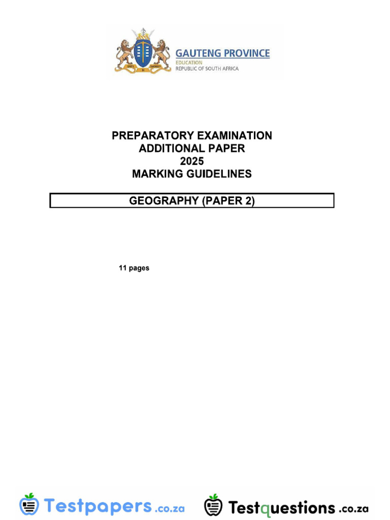 Geography Grade 12 NSC P2 MEMO September 2025 Gauteng | PDF