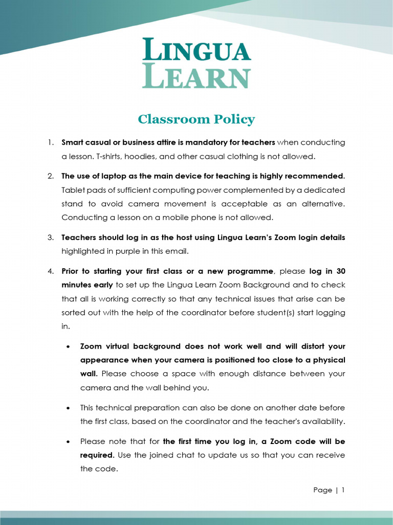 Classroom Policy v2.0 | PDF | Teachers