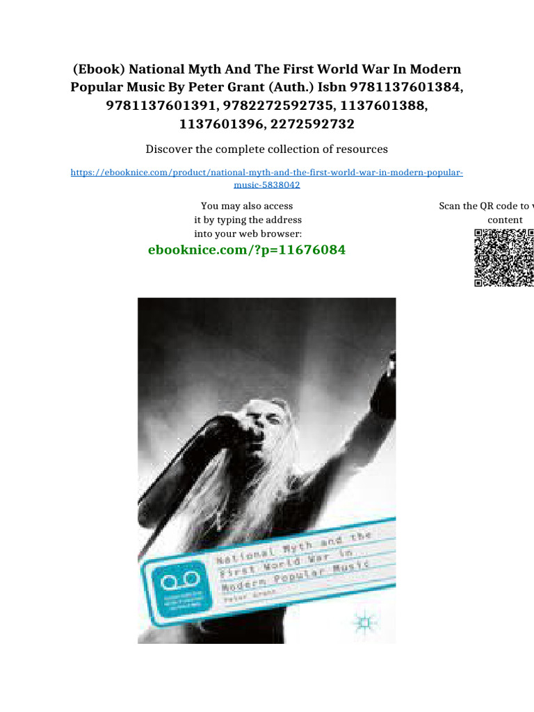 (Ebook) National Myth and the First World War in Modern Popular Music ...