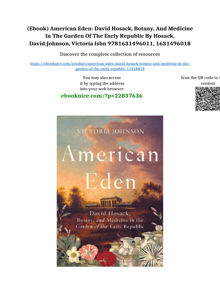 (Ebook) American Eden: David Hosack, botany, and medicine in the garden ...