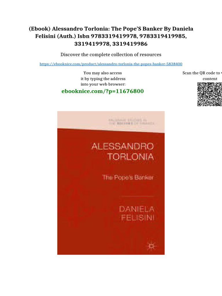 (Ebook) Alessandro Torlonia: The Pope’s Banker by Daniela Felisini ...