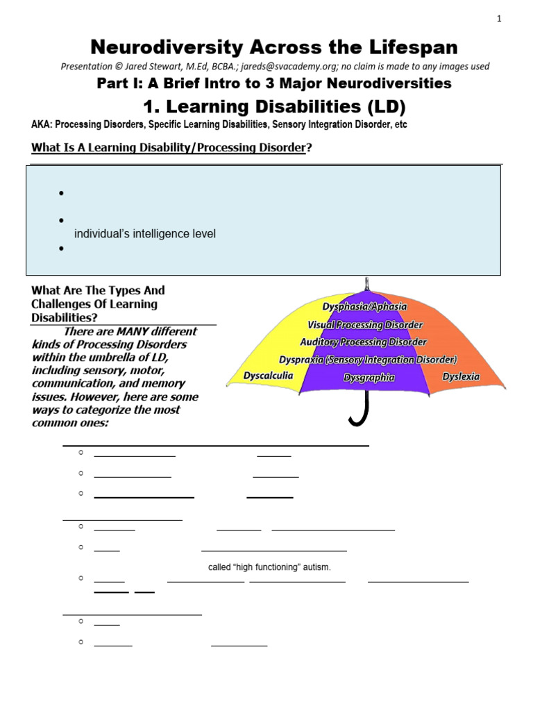 Handout - Neurodiversity - A Celebration Across The Lifespan | PDF ...