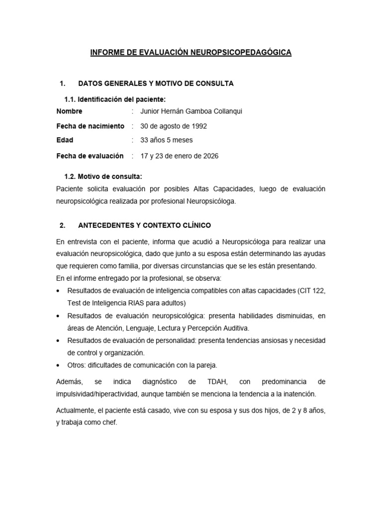 Informe - Junior Gamboa - 2026-02-02 | PDF | Aprendizaje | Dislexia