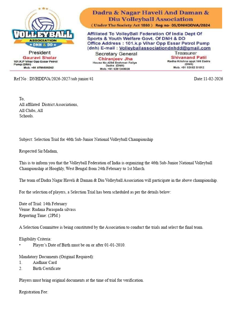 Sub Junior Trail Letter | PDF