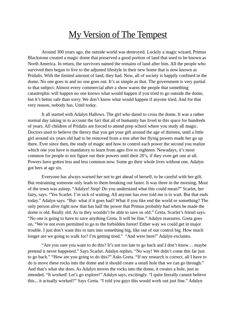 My Version of The Tempest | PDF