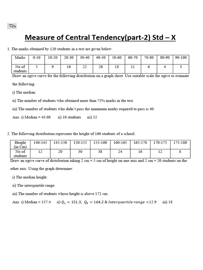 Measure of Central Tendancy (Part 2) | PDF | Mode (Statistics) | Histogram
