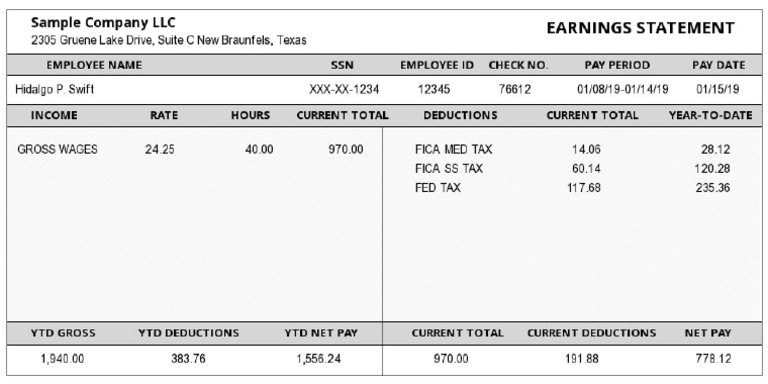 Independent Contractor Pay Stub Template | PDF